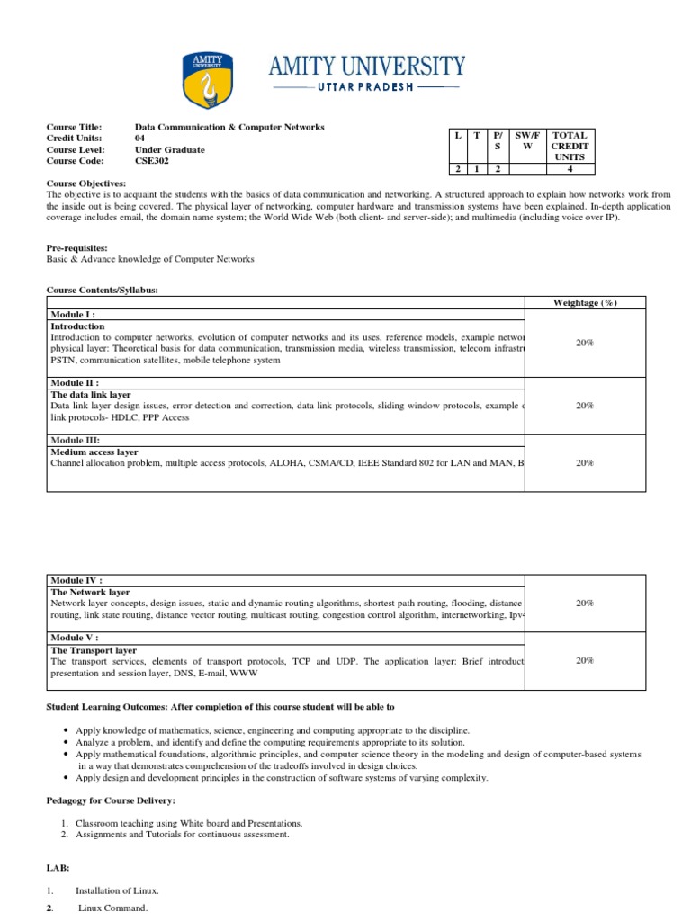 DCCN Syllabus | PDF | Computer Network | Routing
