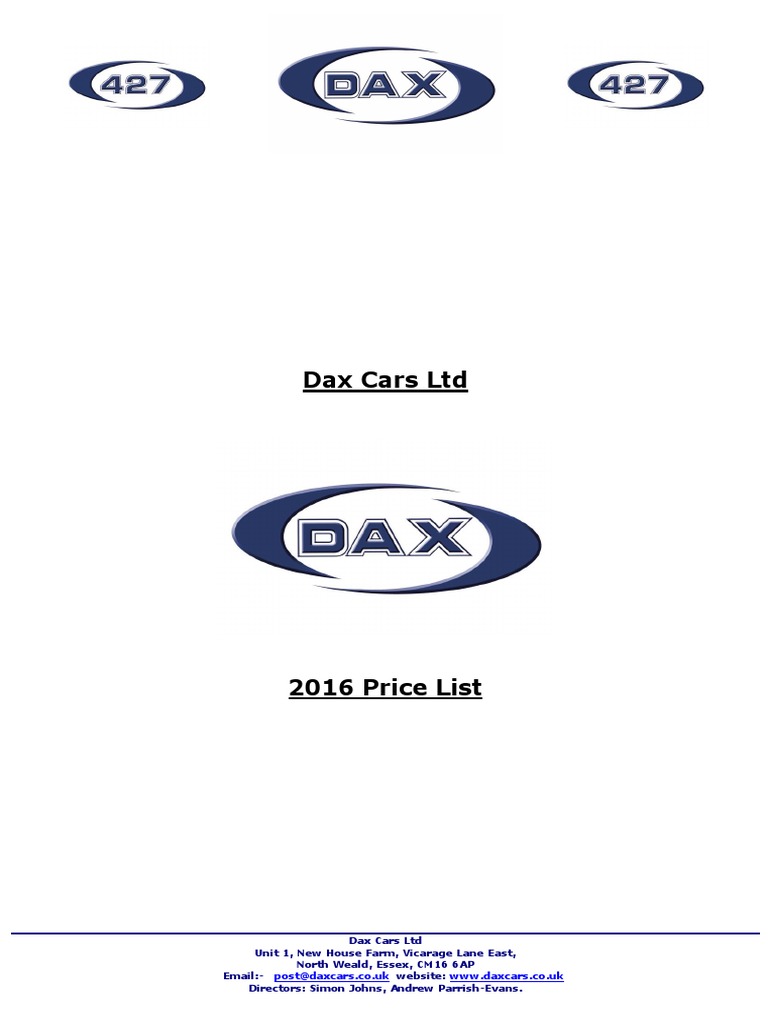 Dax Cars Price List | PDF | Steering | Suspension (Vehicle)