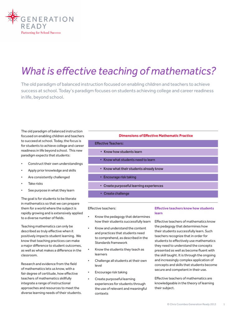 Effective Teaching Of Mathematics Pdf Pdf Teachers Pedagogy