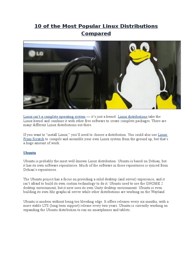 10 of The Most Popular Linux Distributions Compared: Linux Isn't A ...