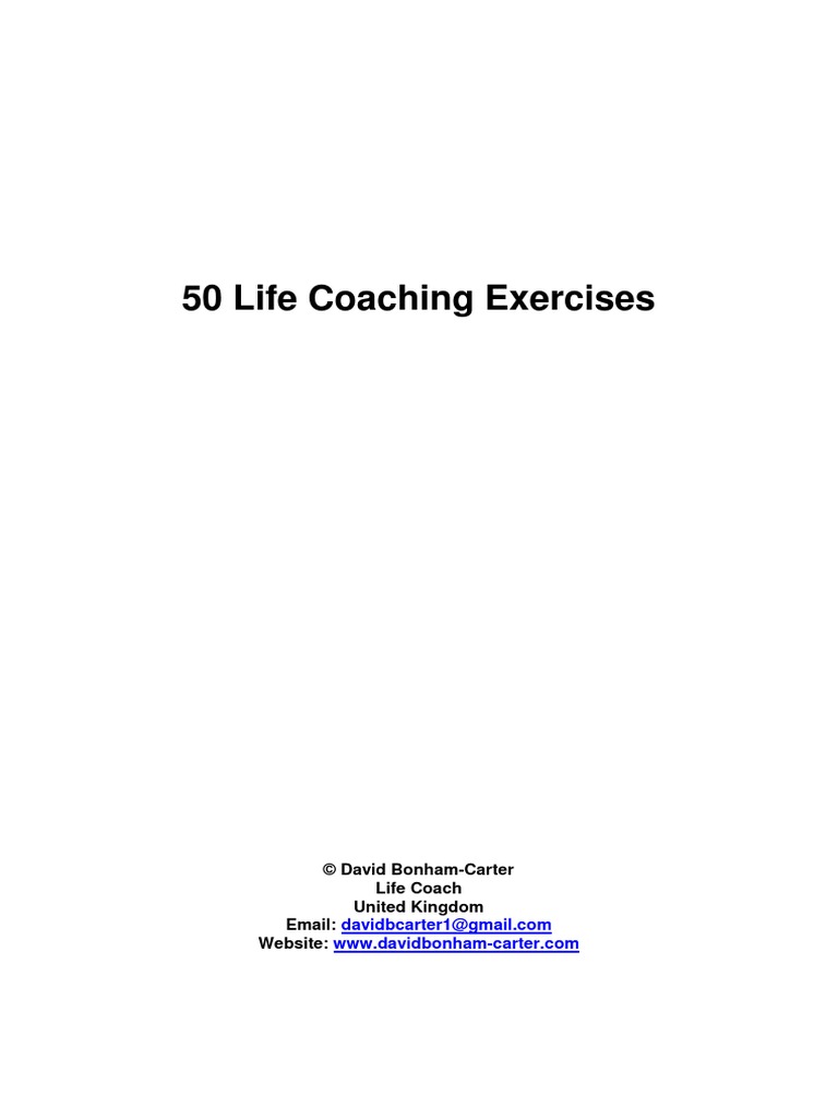 50 Life Coaching Exercises | PDF | Cognitive Behavioral Therapy | Anxiety
