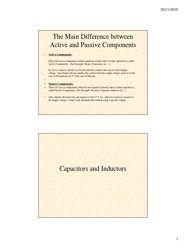 The Main Difference Between Active and Passive Components | PDF | Passivity (Engineering ...