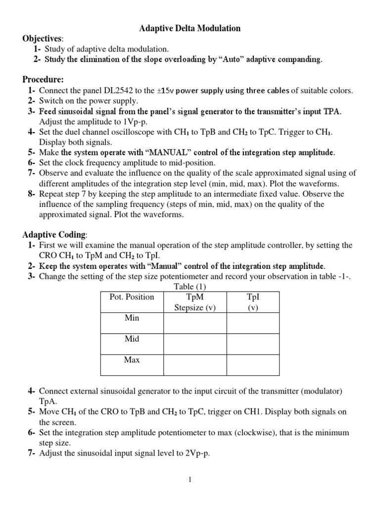 Adaptive Delta Modulation | PDF | Amplitude | Signal Processing