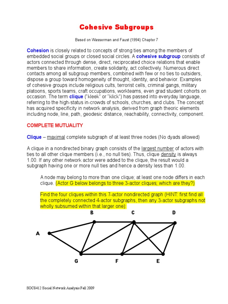 Cohesive Subgroups | PDF | Social Network | Vertex (Graph Theory)