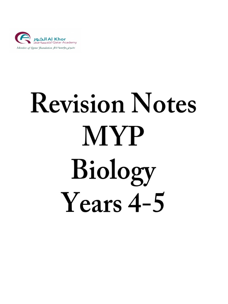Revision Notes for MYP Biology Years 4-5: A Comprehensive Overview of ...