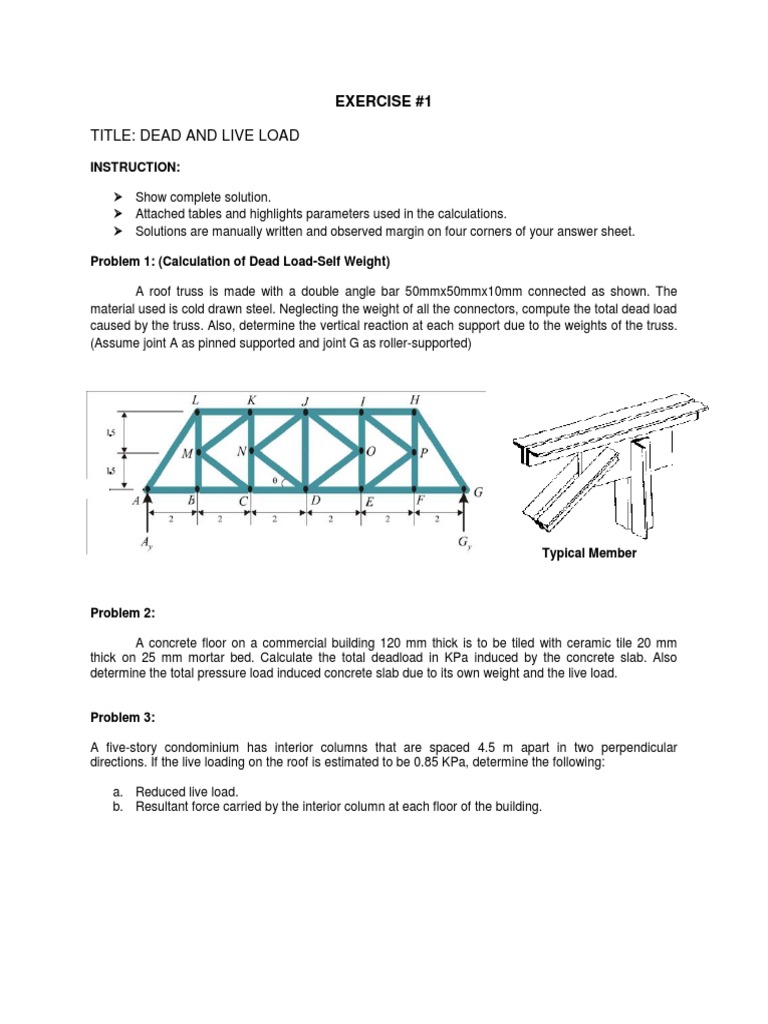 Exercise 01 Dead and Live Load | PDF