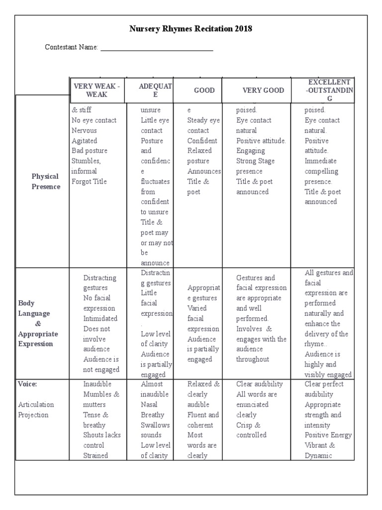 Rhyme Score Sheet | PDF | Rhyme | Gesture