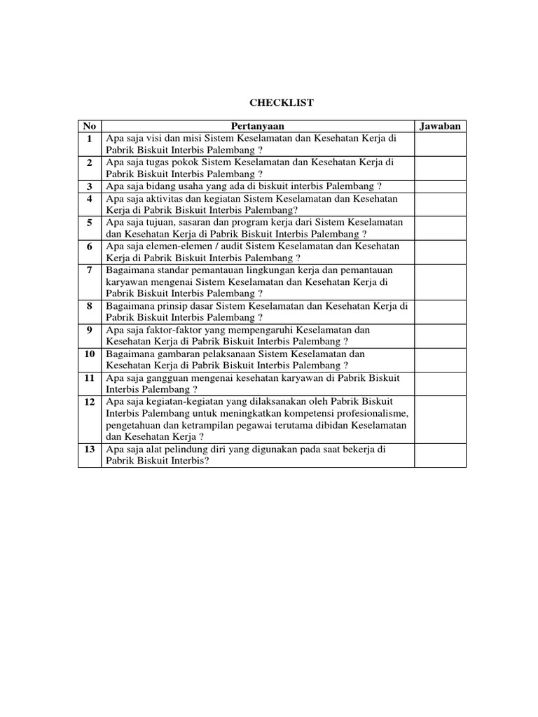 Sistem K3 di Pabrik Biskuit Interbis | PDF