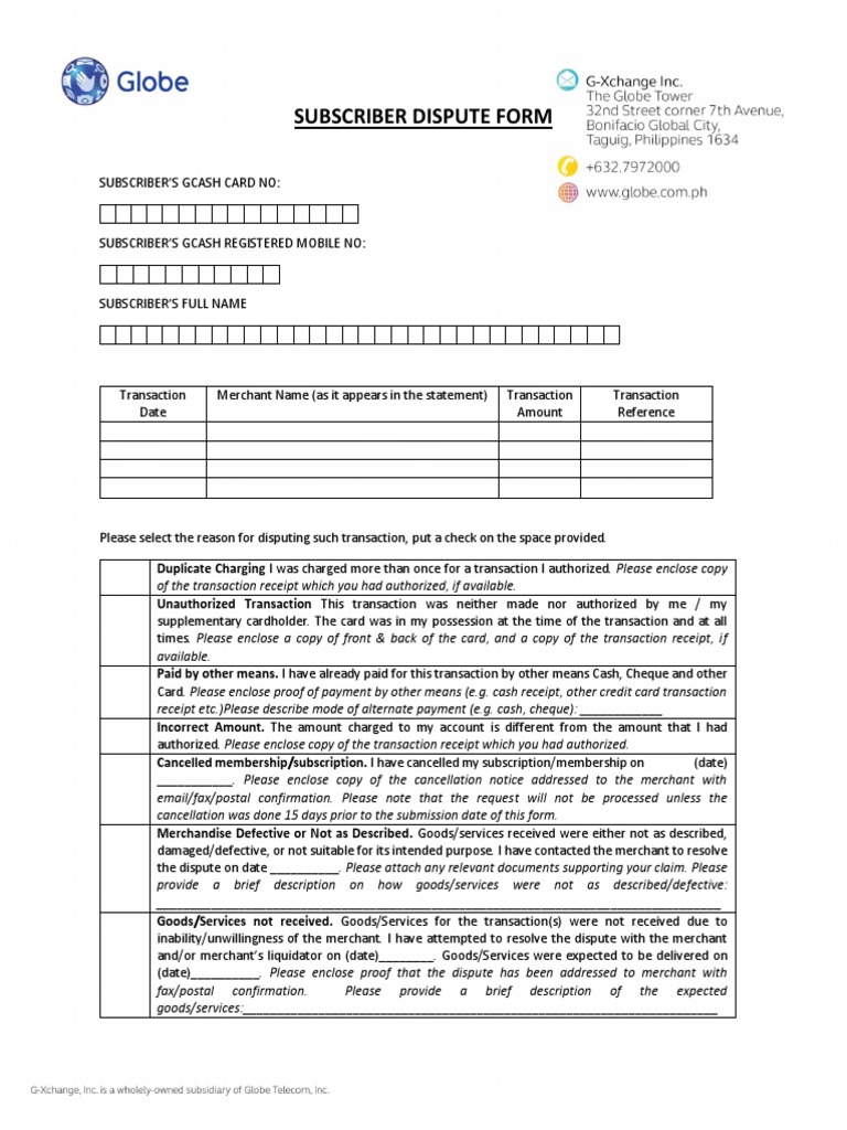 Dispute Form | PDF | Credit Card | Receipt