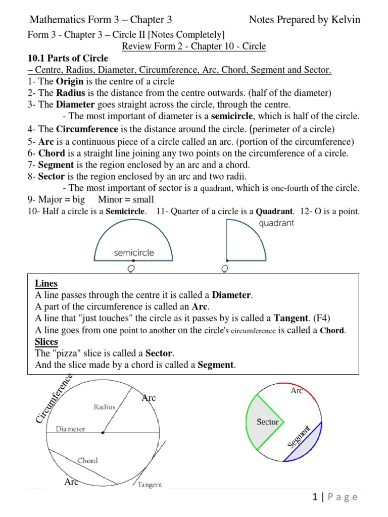 Mathematics-Form 3-Chapter 3 Circle II by Kelvin | PDF | Circle | Area