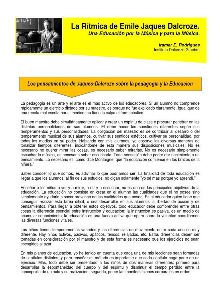 La Rc3adtmica de Emile Jaques Dalcroze Iramar Rodrigues | PDF | Ritmo | Alma