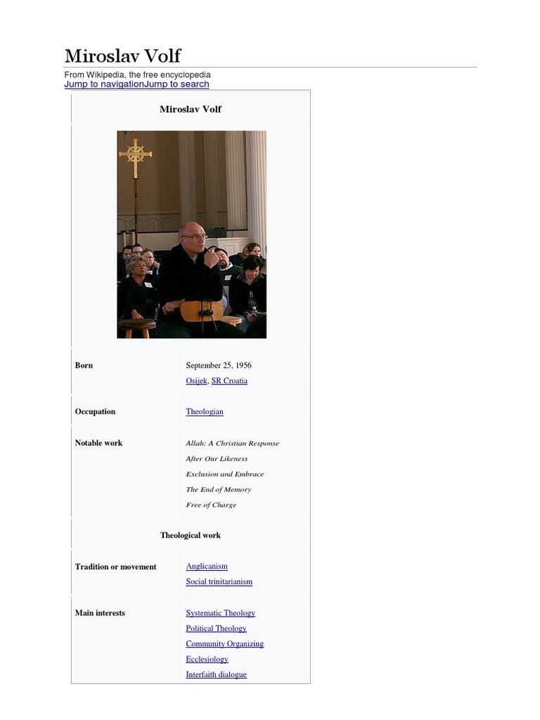 Miroslav Volf: Theologian and Author | PDF | Protestant | Ecumenism