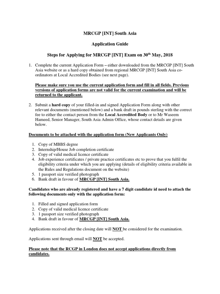 MRCGP (INT) South Asia Application Guide Steps For Applying For MRCGP ...