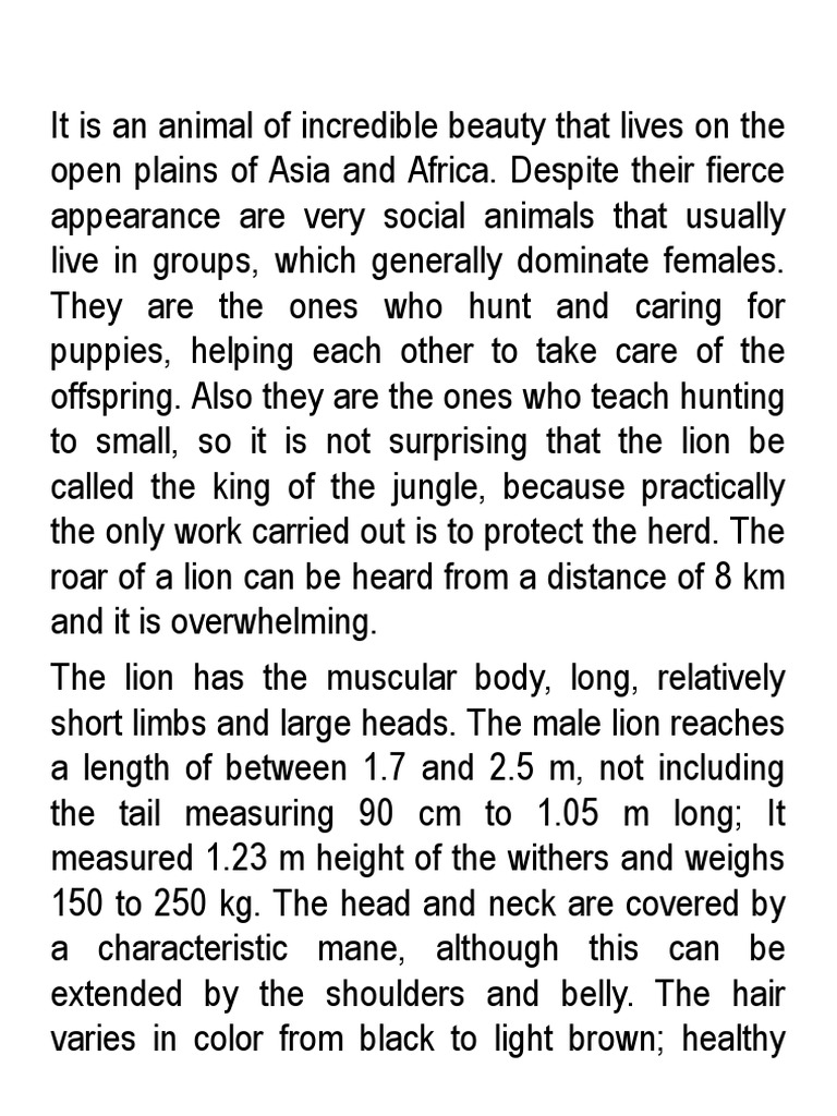 The Majesty of Lions: Physical Characteristics and Social Behavior of ...