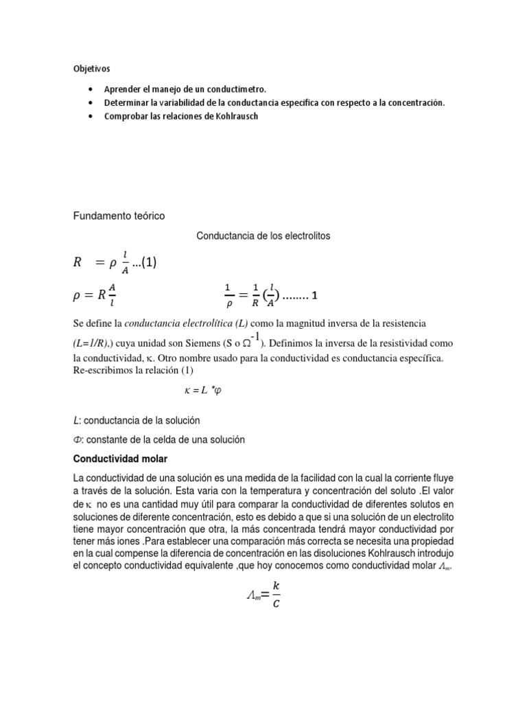 Conductimetria | PDF | Concentración | Física