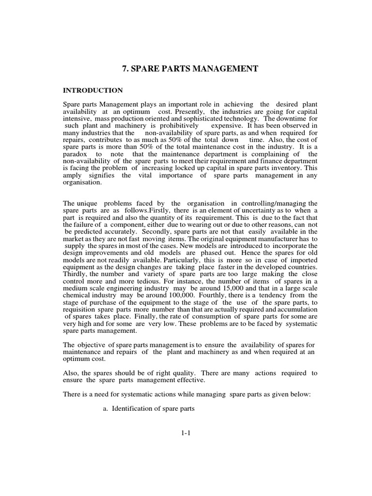 Cement Spare Parts Management Guide | PDF | Inventory | Business