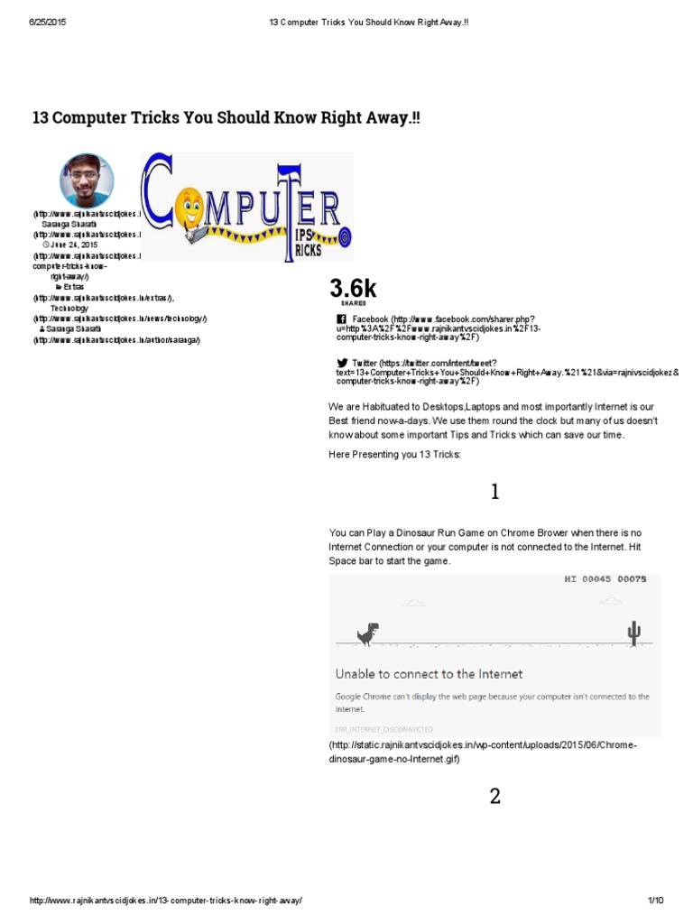 13 Computer Tricks You Should Know Right Away | PDF | You Tube | Internet