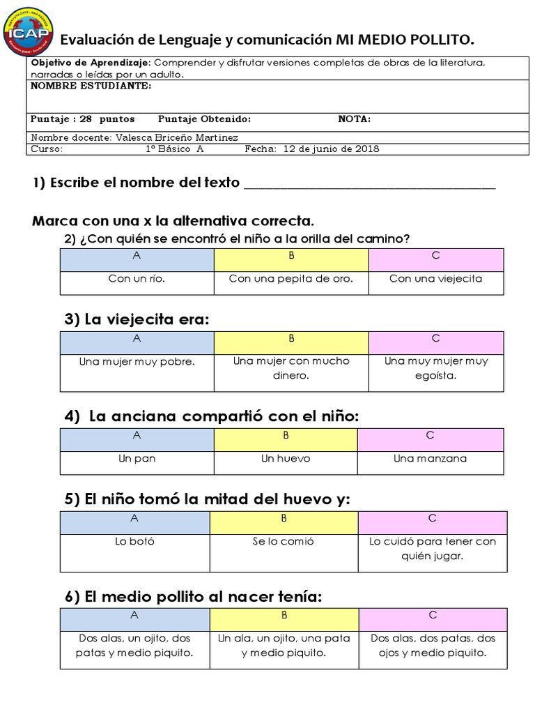 Prueba El Medio Pollito | Descargar gratis PDF | Ocio