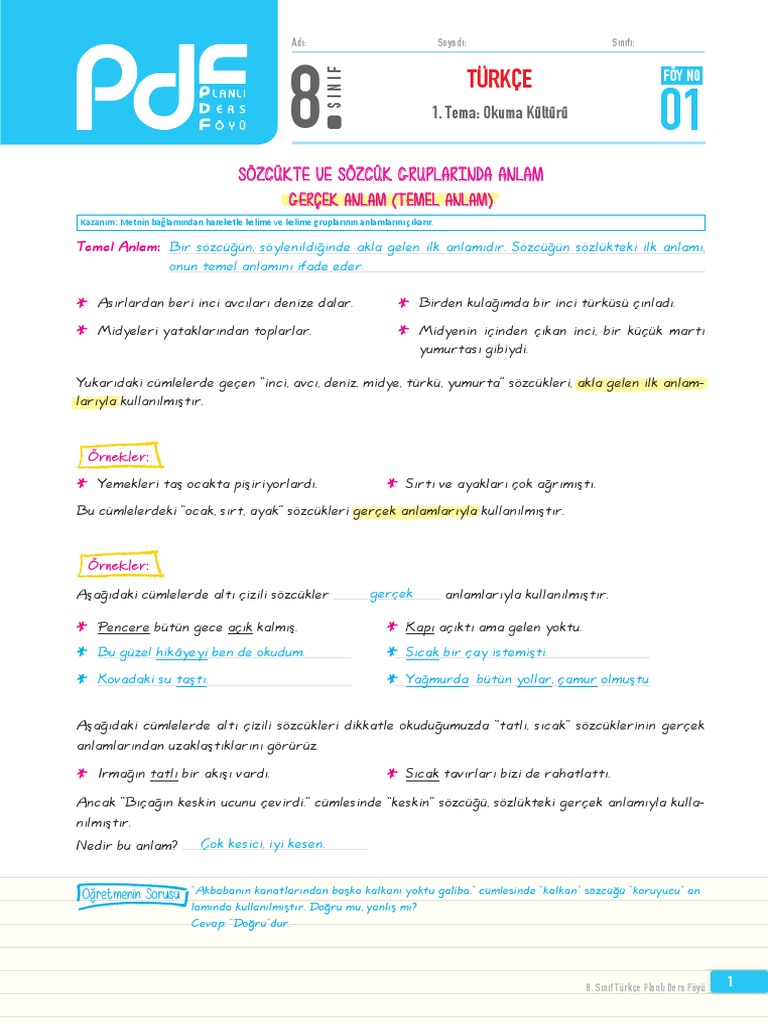 8.sinif Turkce PDF | PDF