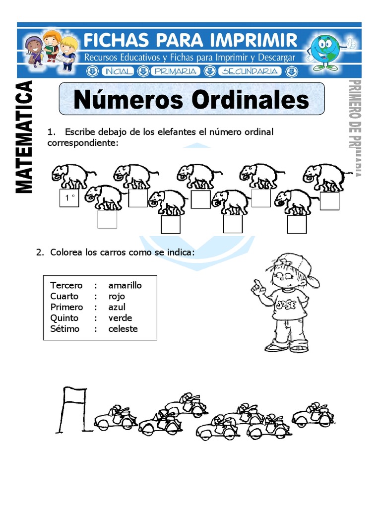 Ficha De Carrera De Numeros Ordinales