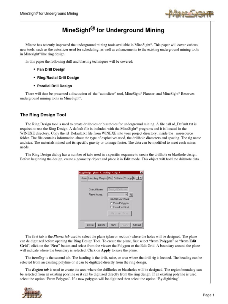 MineSight For Underground Mining PDF | Download Free PDF | Drilling Rig ...
