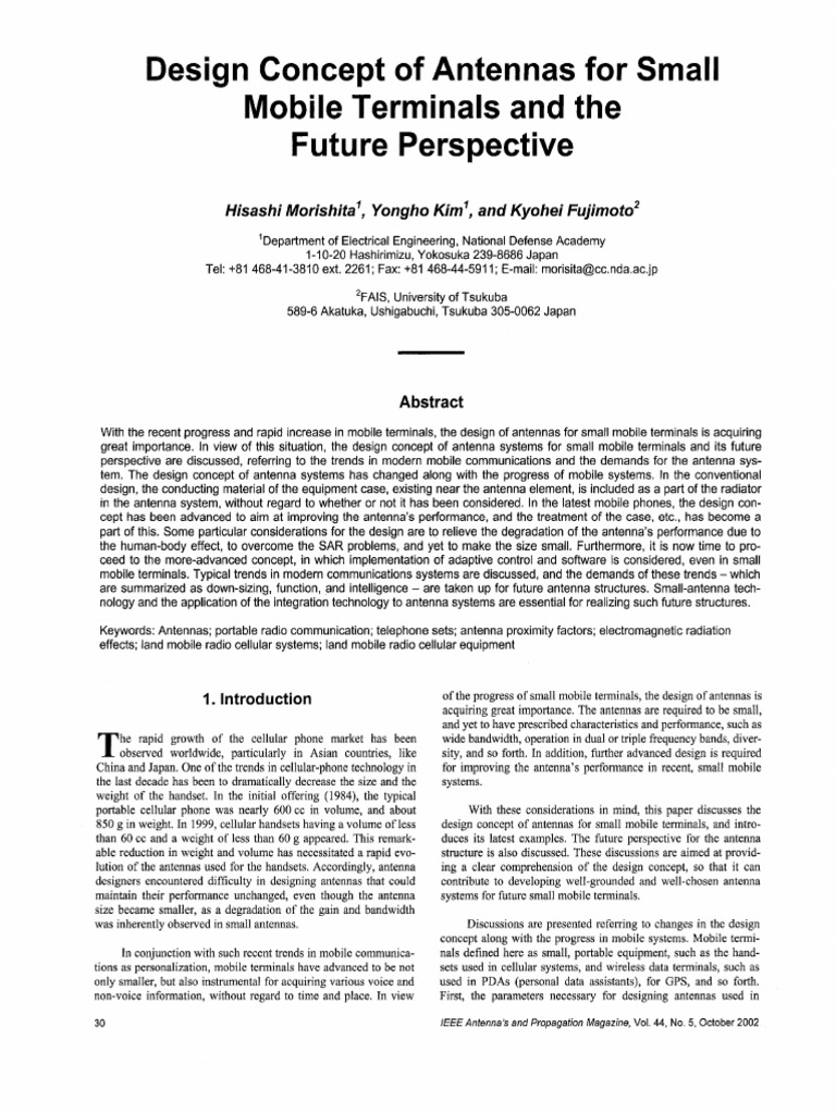 Design Concept of Antennas For Small Mobile Terminals and The Future ...