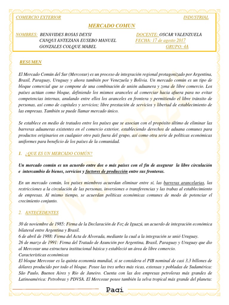Mercado Comun | PDF | Mercado único | Mercado (economía)