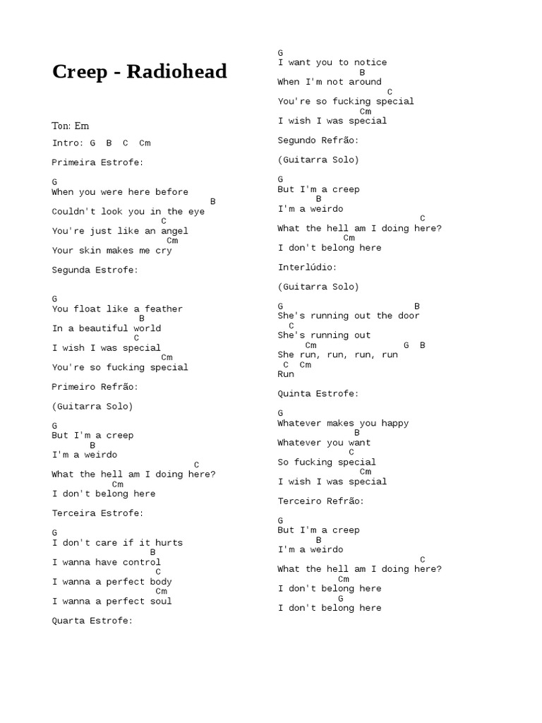 Creep - Radiohead | PDF | Songs Written | Leisure