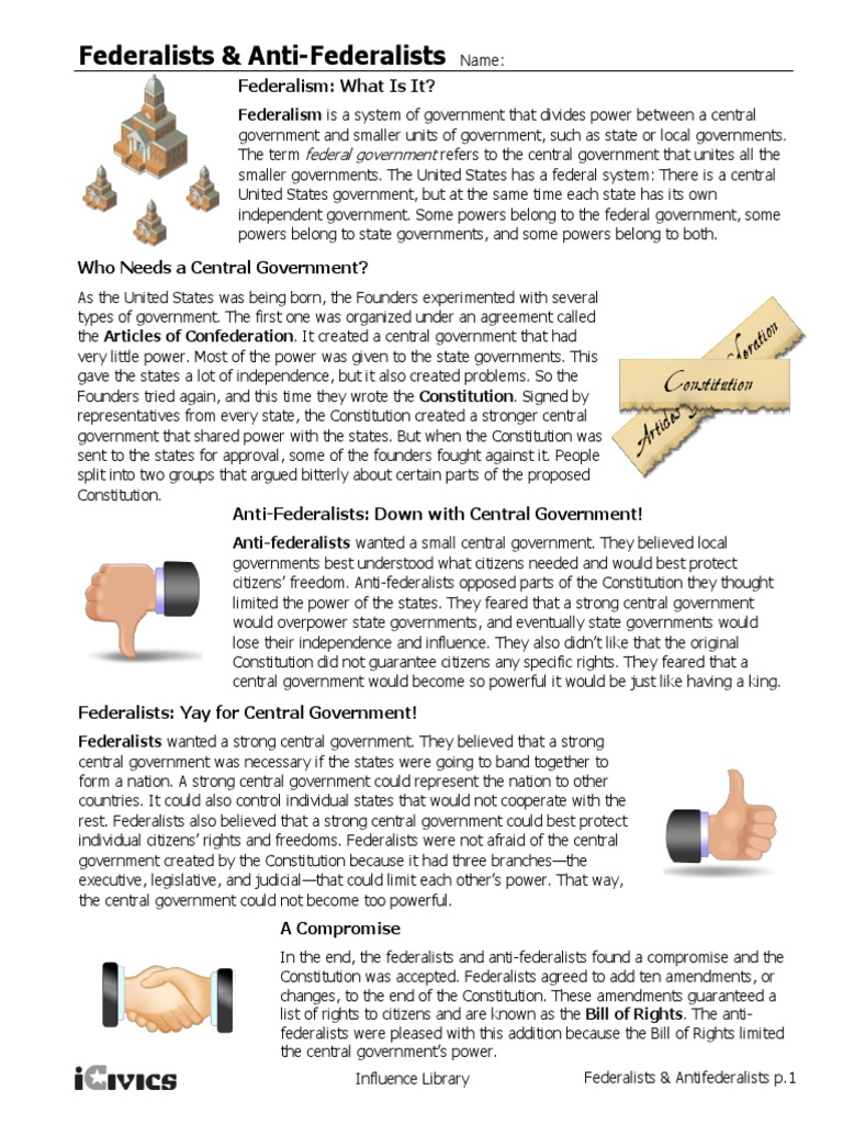 Federalism Icivics Lesson | PDF | United States Bill Of Rights | Federalism