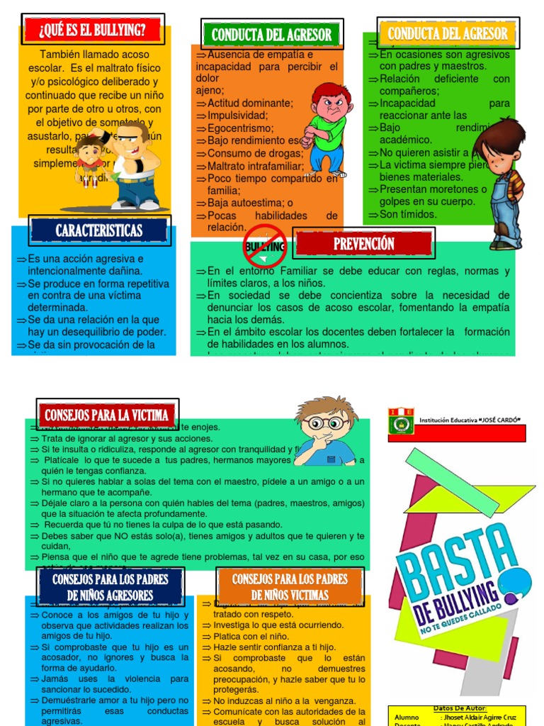 BULLYING Triptico | Conceptos psicologicos | Psicología