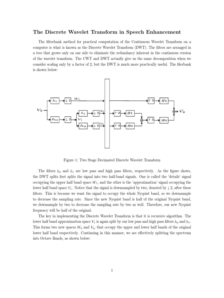 The Discrete Wavelet Transform in Speech Enhancement | PDF | Wavelet | Fourier Analysis