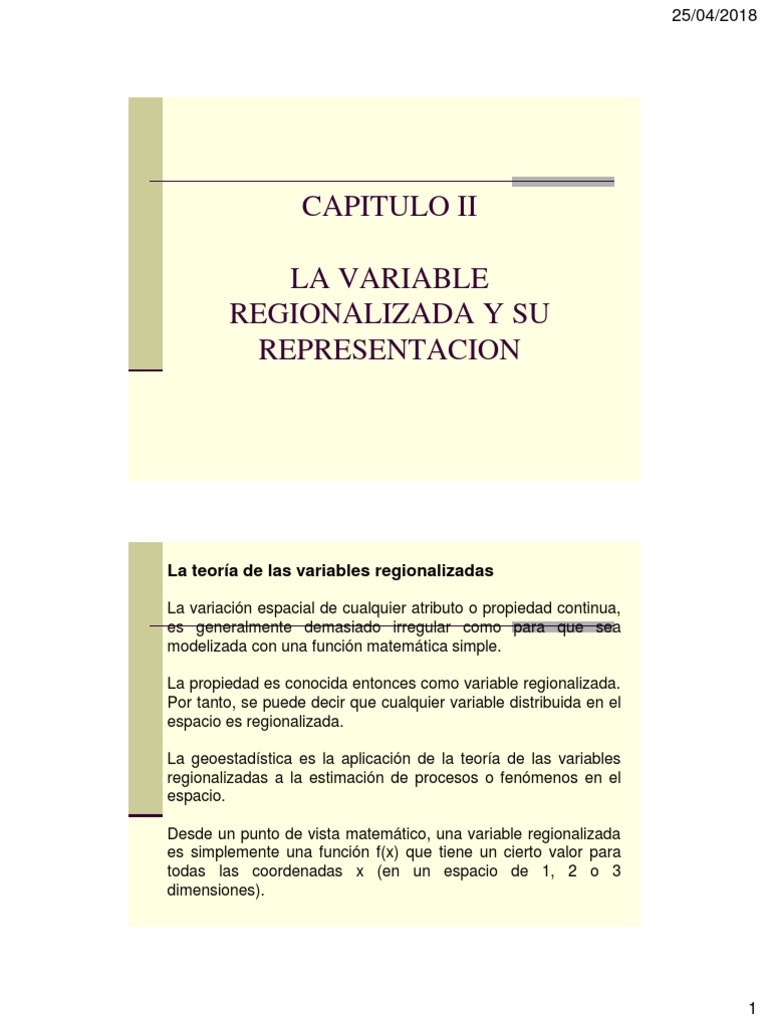La Variable Regionalizada Y Su Representación Pdf Función 5702