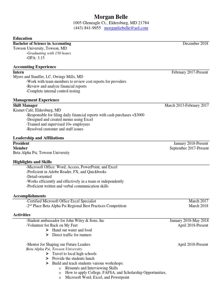 Final Resume - MB | PDF | Microsoft Excel | Business