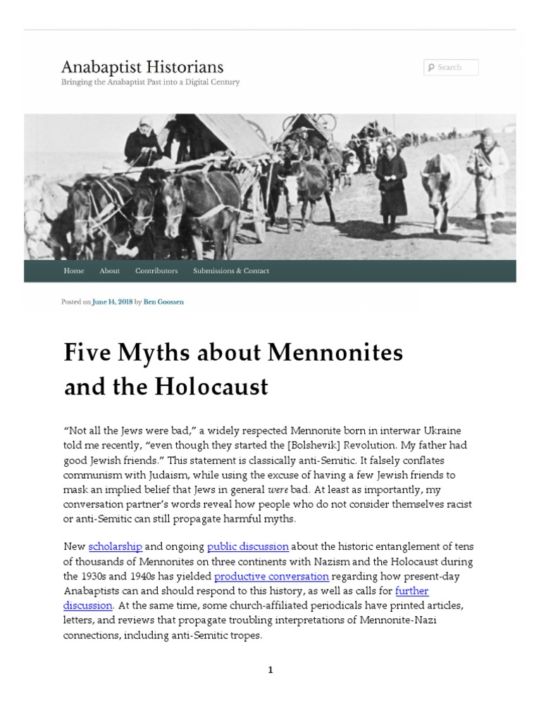 Five Myths About Mennonites and The Holocaust | PDF | Nazi Germany ...
