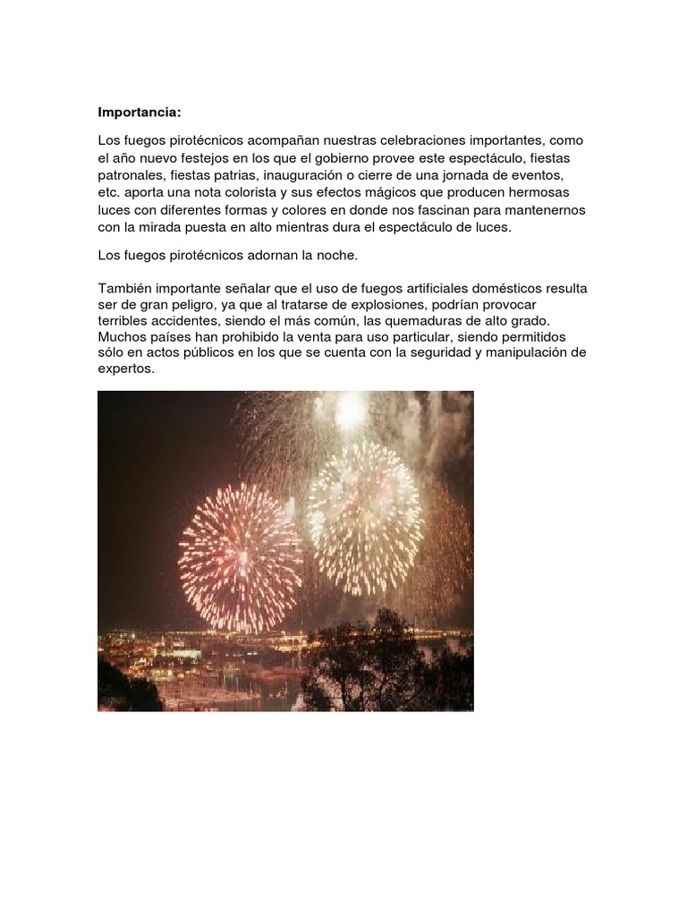 Importancia y riesgos de fuegos pirotécnicos | PDF