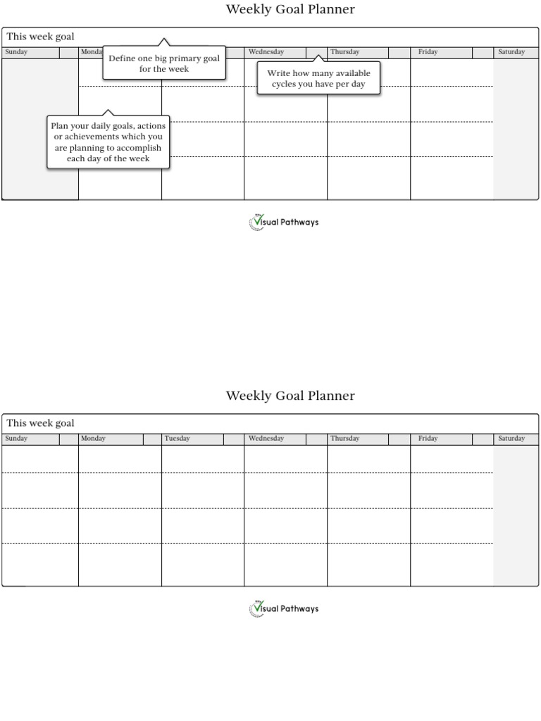 Weekly Goal Planner Template | PDF | Career & Growth