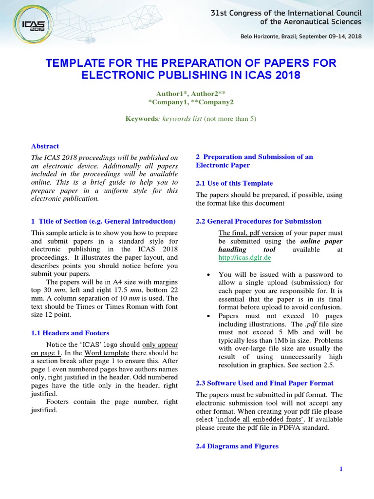 ICAS 2018 Template | Download Free PDF | Publishing | Written Communication