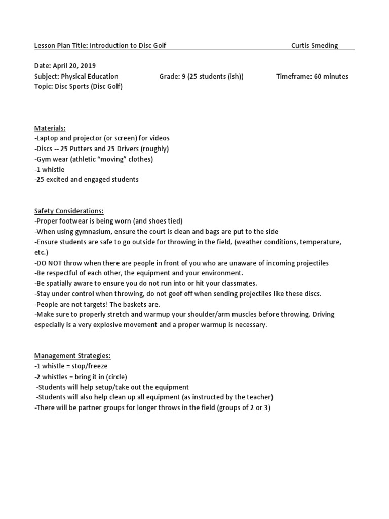Introduction - Disc Golf Lesson 1 | PDF | Golf Stroke Mechanics ...
