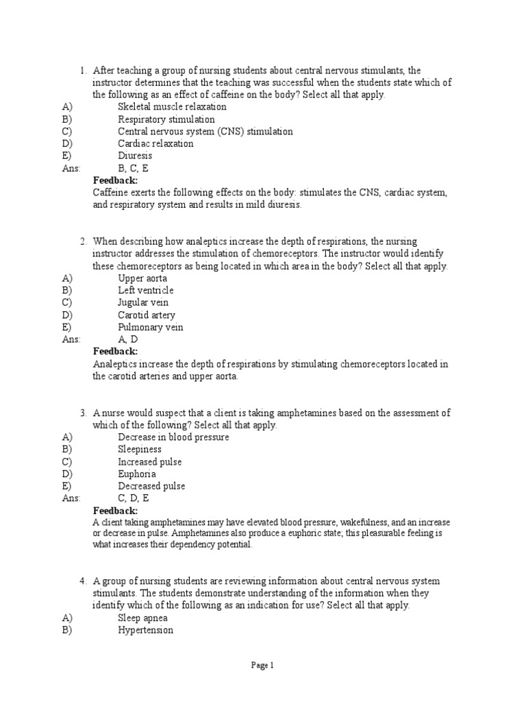 Chapter 18 - Central Nervous System Stimulants | PDF | Stimulant ...