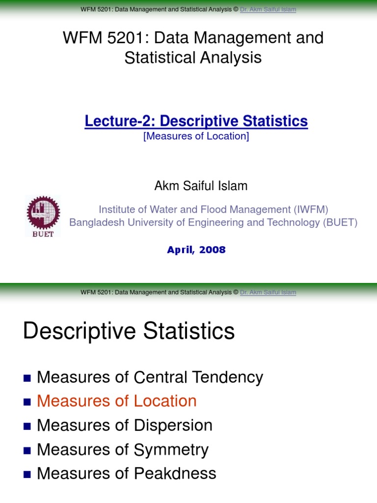 WFM 5201: Data Management and Statistical Analysis: Lecture-2 ...