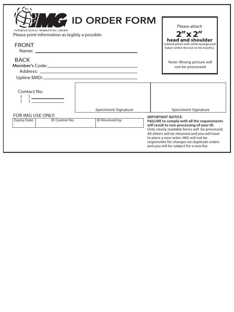 IMG ID Order Form 20160510 | PDF | Business