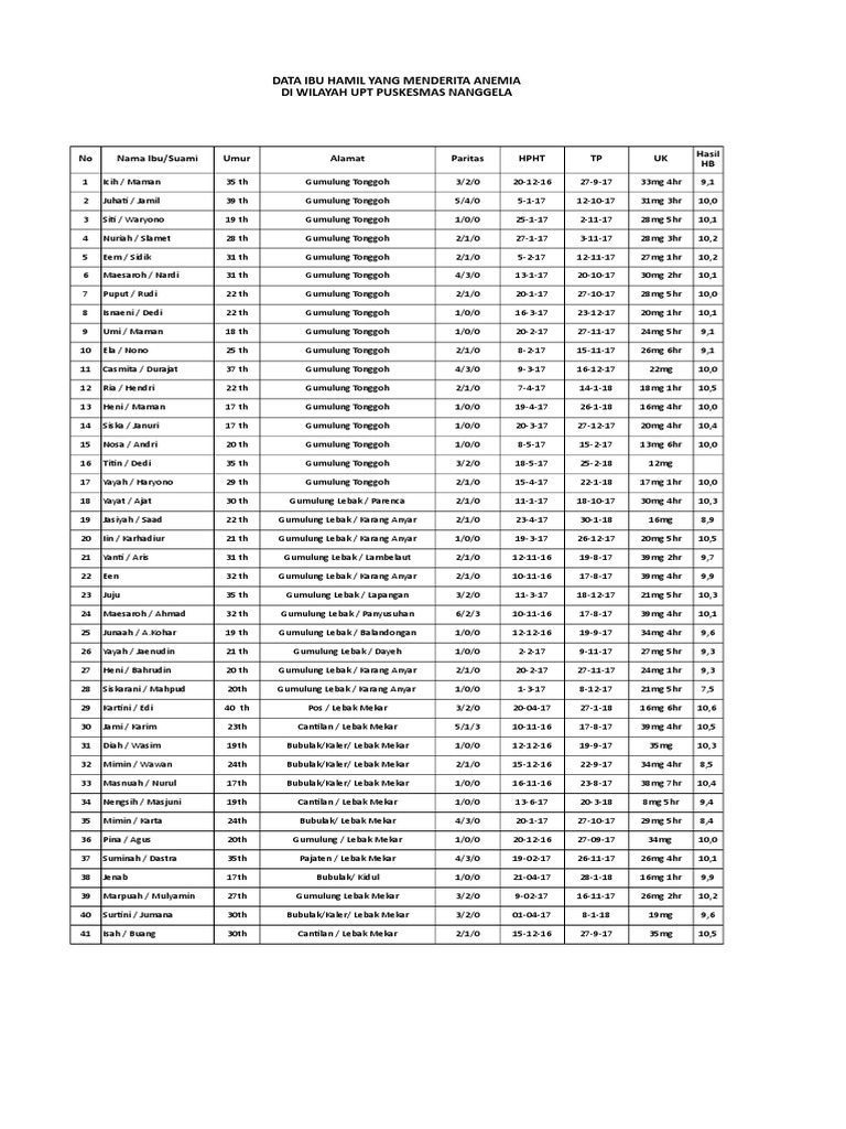 Tugas Ibu Iis DATA BUMIL | PDF