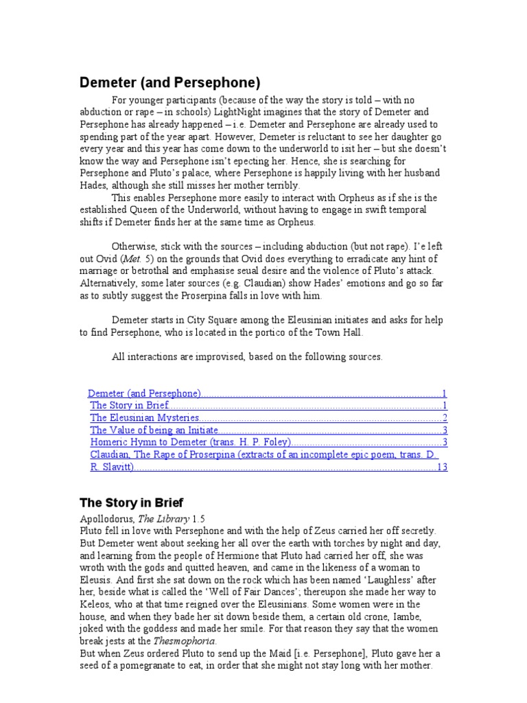 Demeter and Persephone | PDF | Persephone | Hades