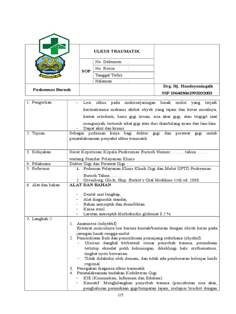 SOP Ulkus Traumatik | PDF