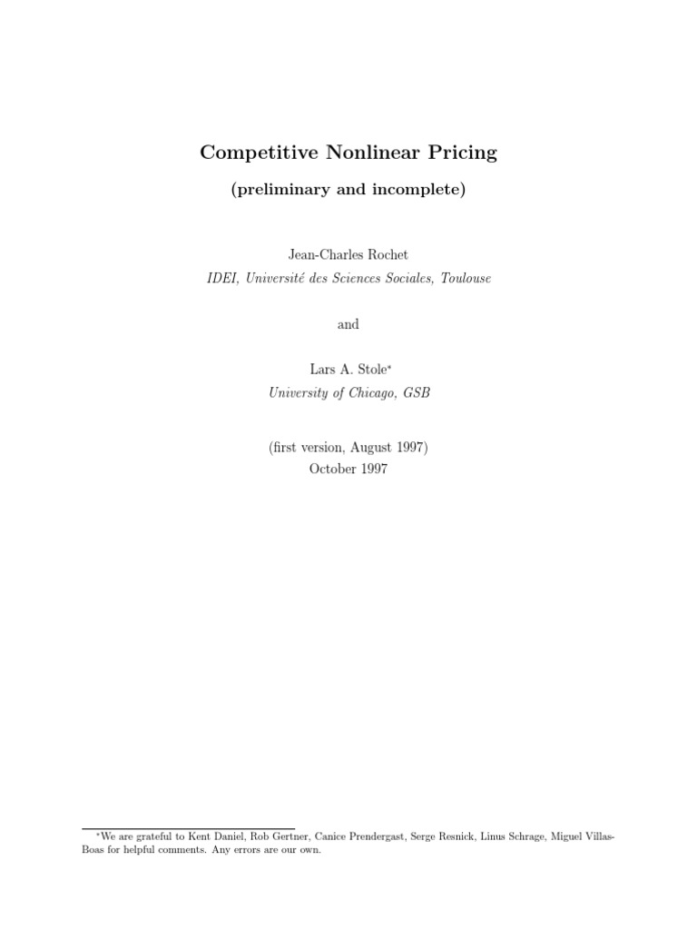 Competitive Nonlinear Pricing | PDF | Monopoly | Nonlinear System