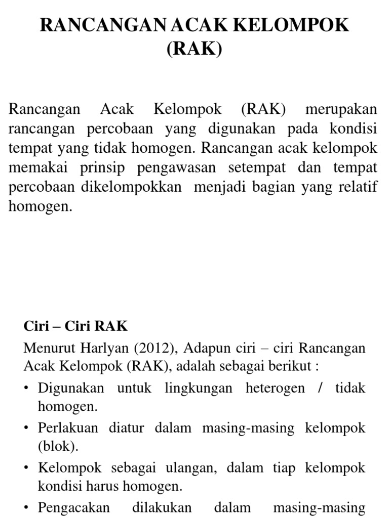 Rancangan Acak Kelompok (Rak) | PDF