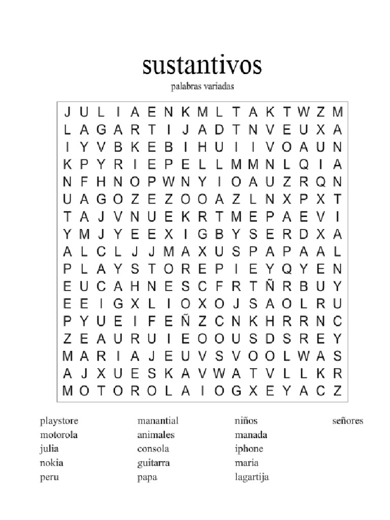 Sopa de Letras Sustantivos | PDF