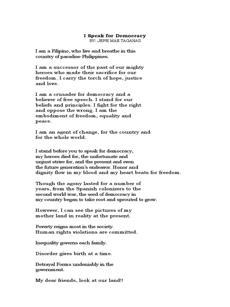 I Speak For Democracy | PDF