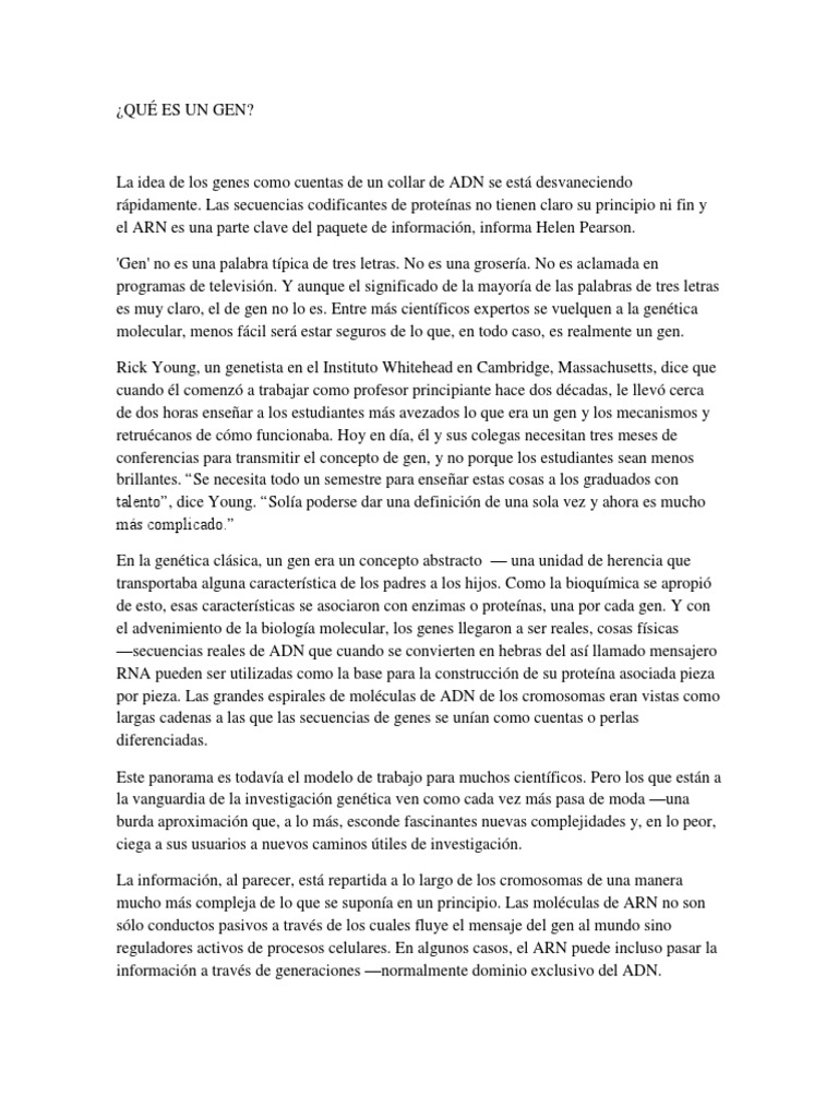 Qué Es Un Gen | PDF | Gene | Adn