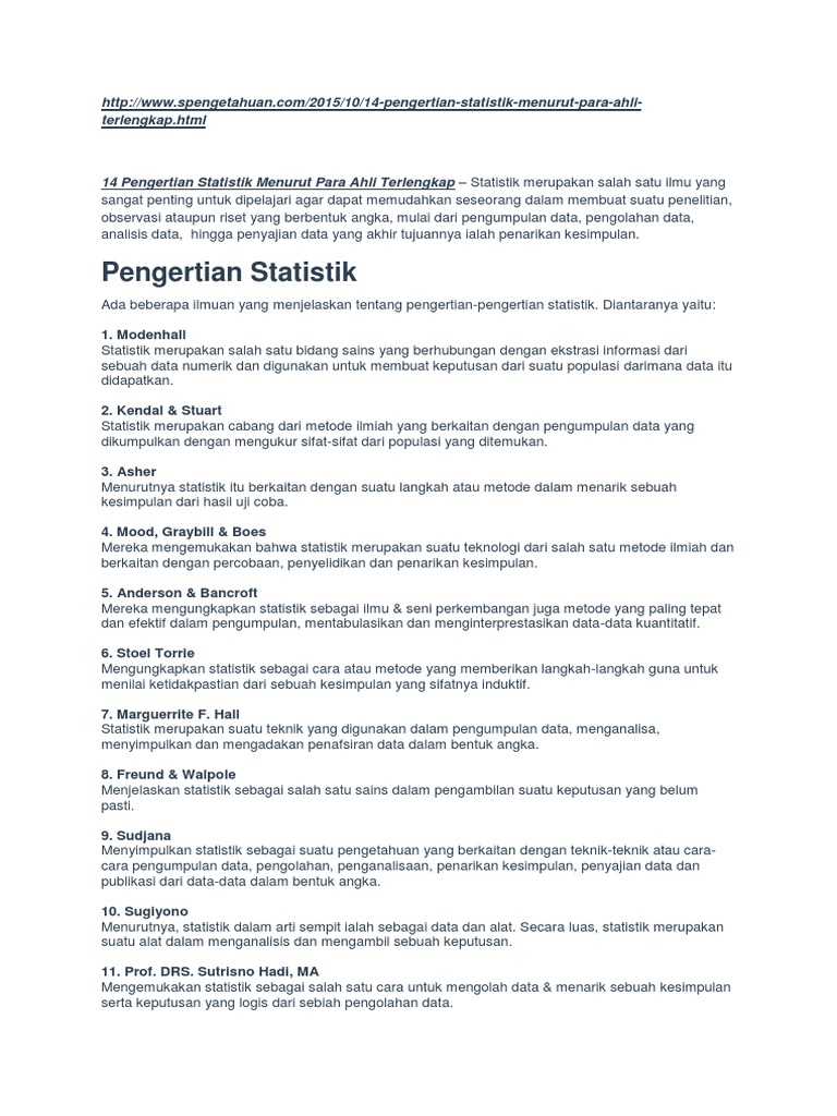 Definisi Statistik Menurut Ahli | PDF | Komputer